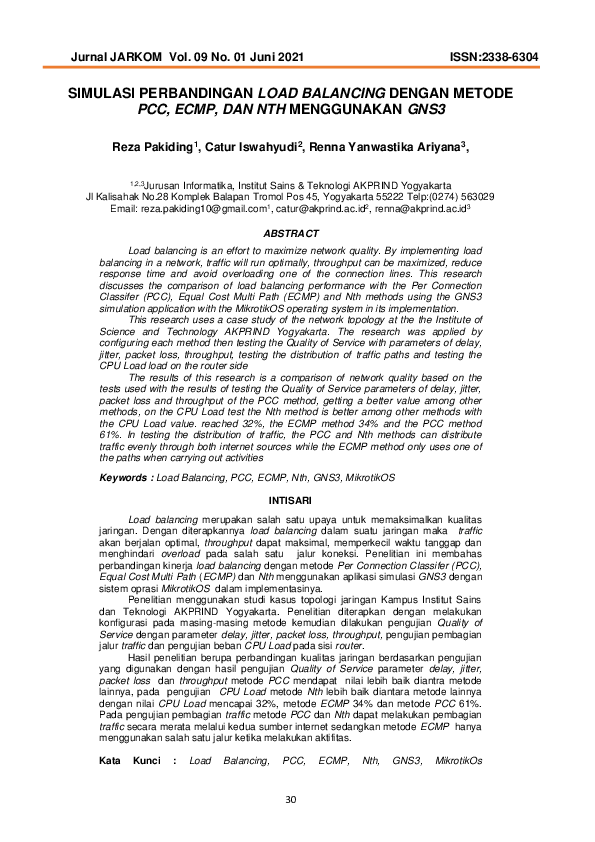 (PDF) Simulasi Perbandingan Load Balancing Dengan Metode PCC, Ecmp, Dan ...