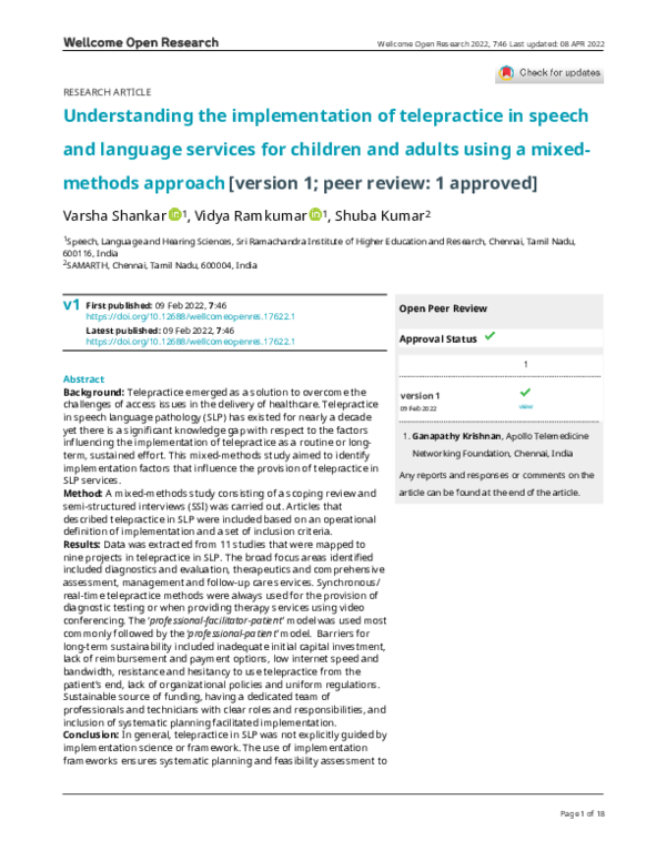 (PDF) Understanding the implementation of telepractice in speech and ...