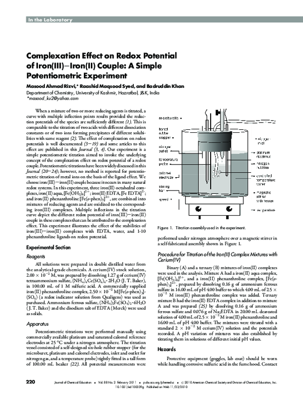 (PDF) Complexation Effect on Redox Potential of Iron(III)−Iron(II ...