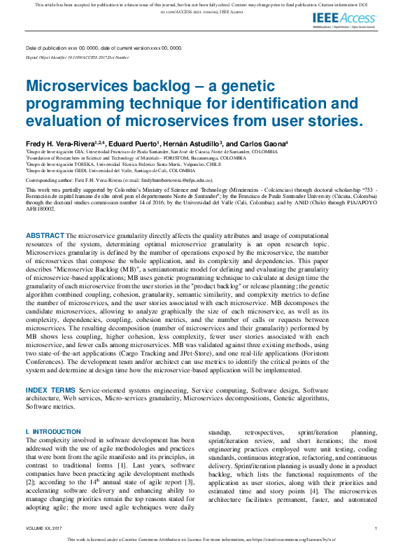 (PDF) Microservices Backlog–A Genetic Programming Technique for Identification and Evaluation of ...