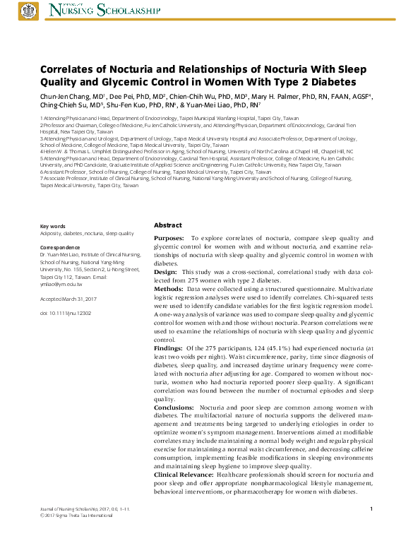 (PDF) Correlates of Nocturia and Relationships of Nocturia With Sleep ...
