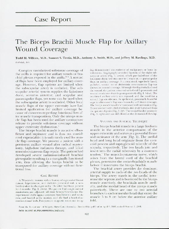 (PDF) The Biceps Brachii Muscle Flap for Axillary Wound Coverage | Todd ...