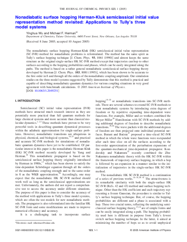 (PDF) Nonadiabatic surface hopping Herman-Kluk semiclassical initial ...