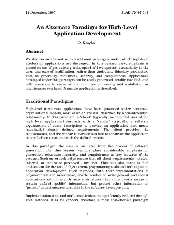 (PDF) An Alternate Paradigm for High-Level Application Development