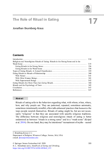 (PDF) The Role of Ritual in Eating