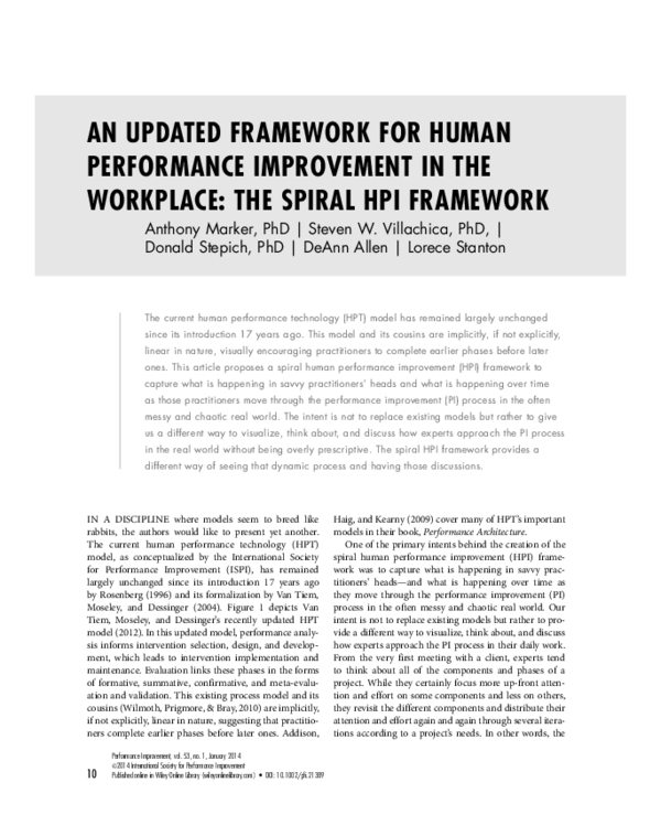 (PDF) An Updated Framework for Human Performance Improvement in the ...