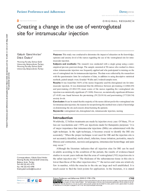(PDF) Creating a change in the use of ventrogluteal site for ...