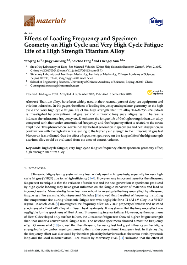 (PDF) Effects of Loading Frequency and Specimen Geometry on High Cycle and Very High Cycle ...