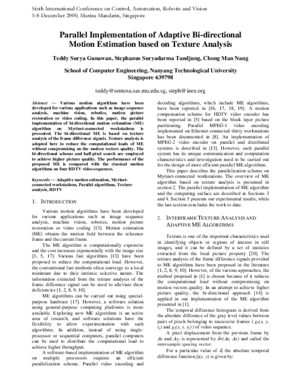 (PDF) Parallel Implementation of Adaptive Bi-directional Motion ...