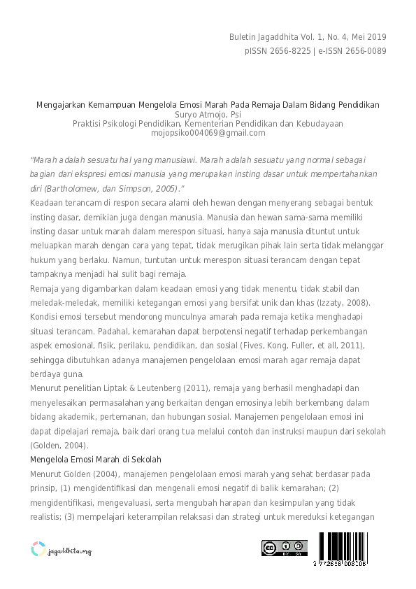 (PDF) Mengajarkan Kemampuan Mengelola Emosi Marah Pada Remaja Dalam ...