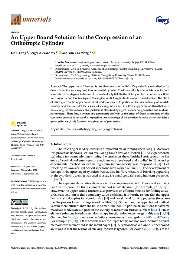 (PDF) An Upper Bound Solution for the Compression of an Orthotropic ...
