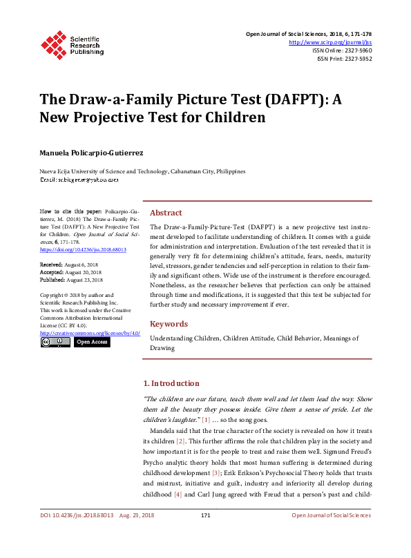 (PDF) The Draw-a-Family Picture Test (DAFPT): A New Projective Test for ...