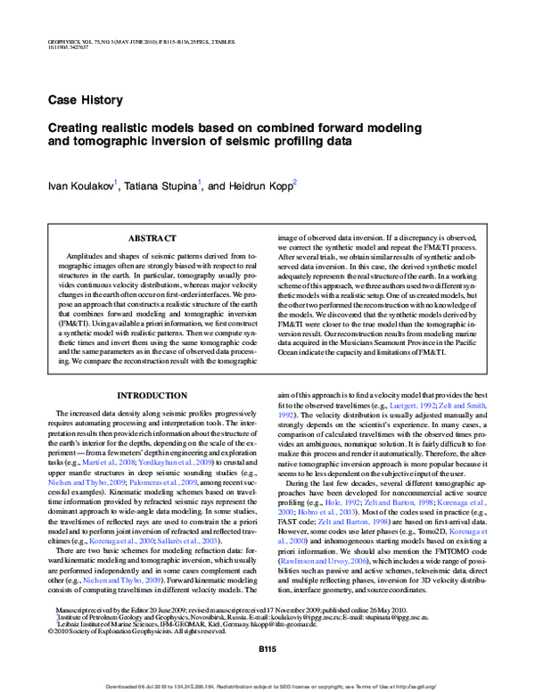 (PDF) Creating realistic models based on combined forward modeling and ...