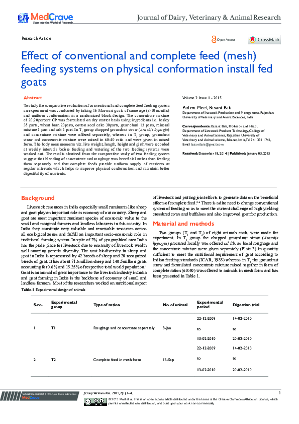 (PDF) Effect of Conventional and Complete Feed (Mesh) Feeding Systems ...