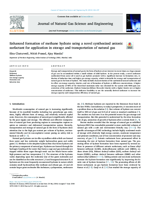 (PDF) Enhanced formation of methane hydrate using a novel synthesized ...