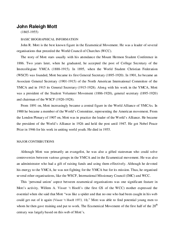 (PDF) Mott, John Raleigh | Martti Muukkonen - Academia.edu