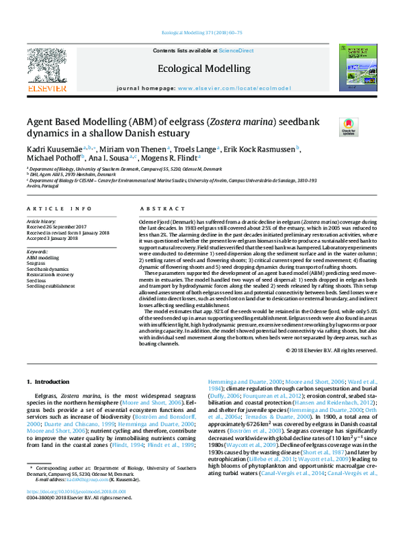 (PDF) Agent Based Modelling (ABM) of eelgrass ( Zostera marina ) seedbank dynamics in a shallow ...
