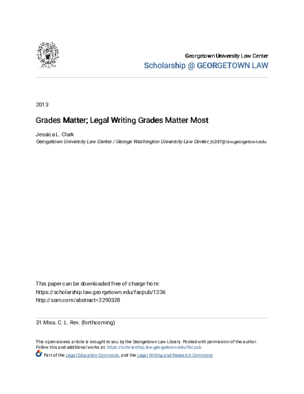 (PDF) Grades Matter; Legal Writing Grades Matter Most