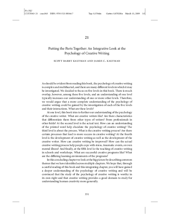 (PDF) Putting the Parts Together: An Integrative Look at the Psychology ...