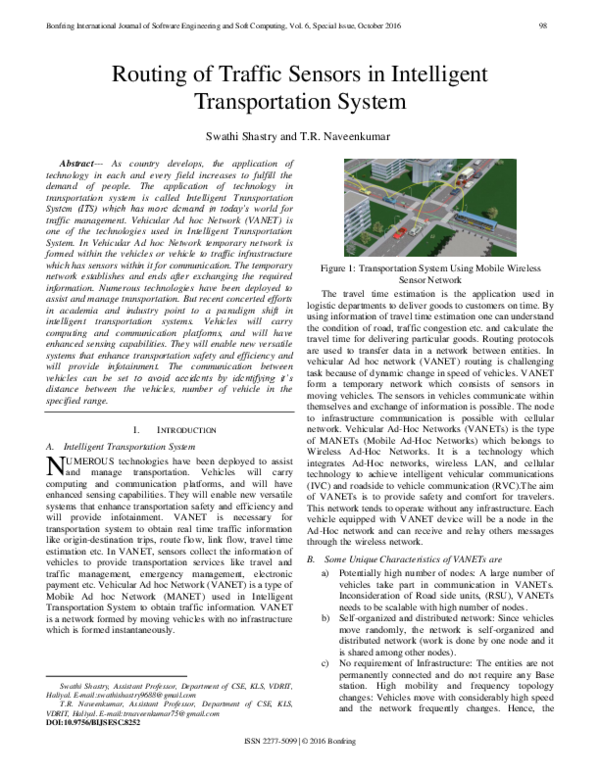 (PDF) Routing of Traffic Sensors in Intelligent Transportation System