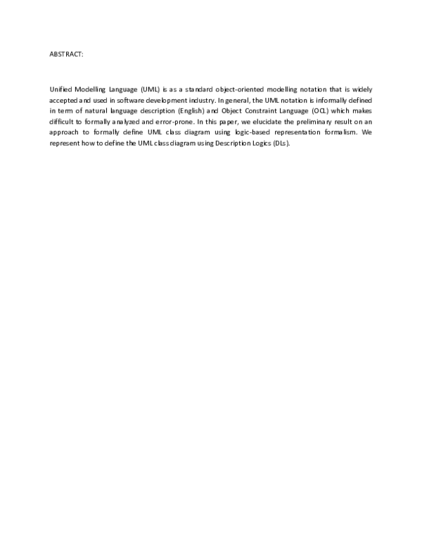 Pdf Formalization Of Uml Class Diagram Using Description Logics