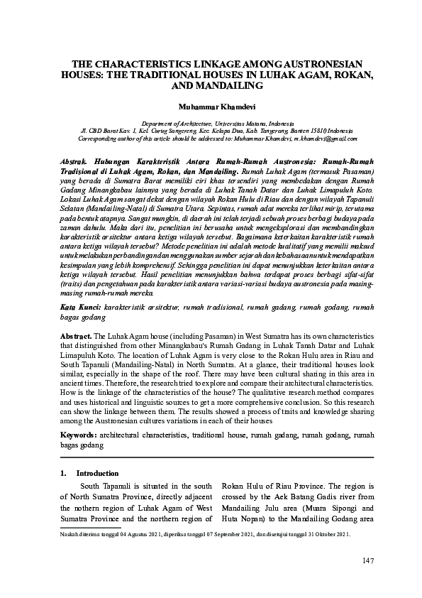 (PDF) The Characteristics Linkage Among Austronesian Houses