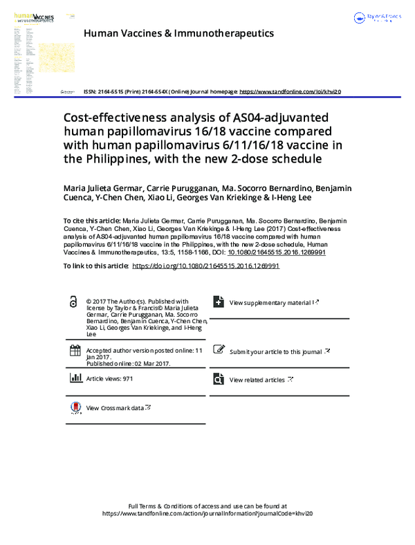 (PDF) Cost-effectiveness analysis of AS04-adjuvanted human ...