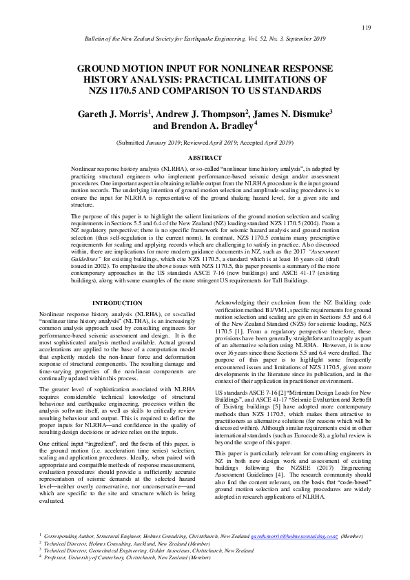 (PDF) Ground motion input for nonlinear response history analysis