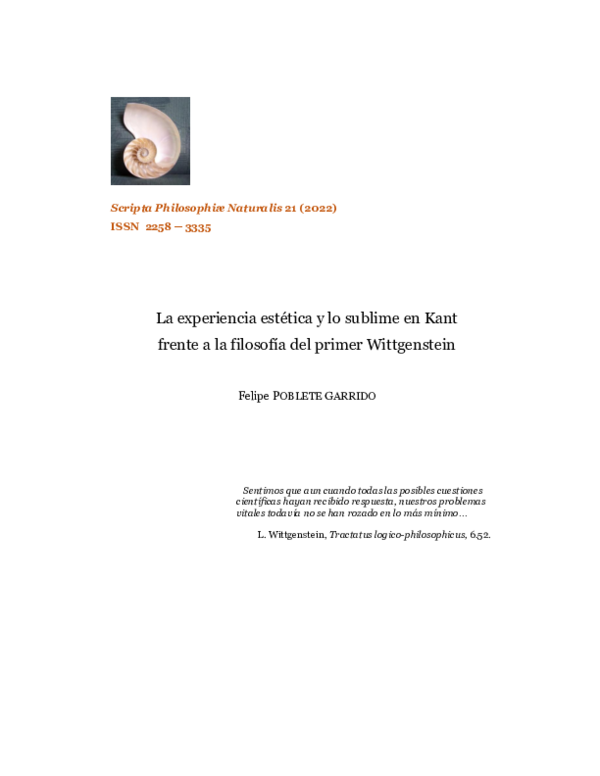 (PDF) La experiencia estetica y lo sublime en kant frente a la ...