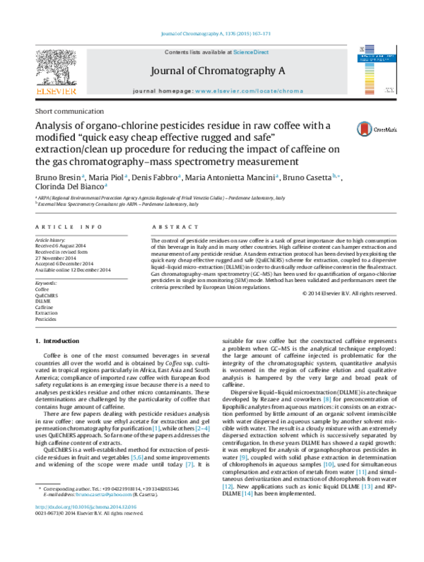 (PDF) Analysis of organo-chlorine pesticides residue in raw coffee with a modified “quick easy ...