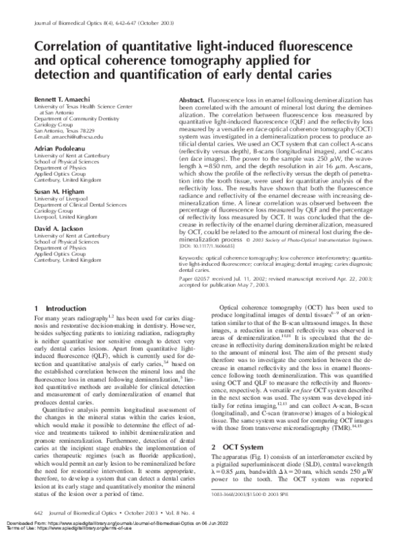 (PDF) Correlation of quantitative light-induced fluorescence and ...
