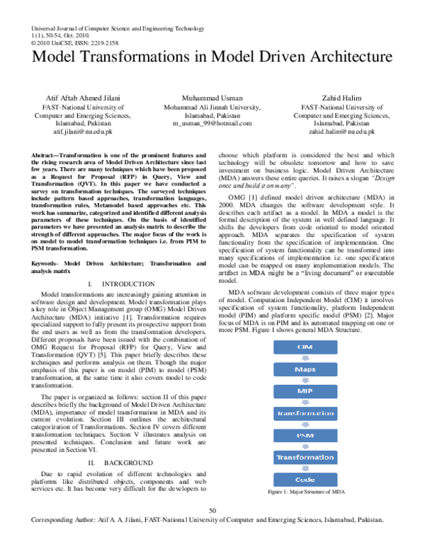 (PDF) Model Transformations in Model Driven Architecture