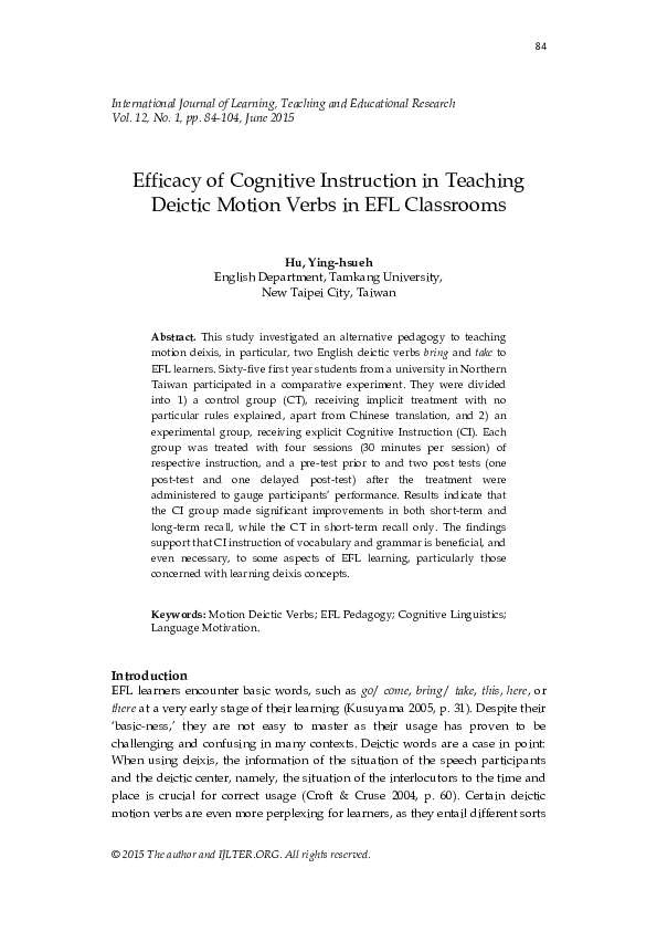 (PDF) Efficacy of Cognitive Instruction in Teaching Deictic Shifts of ...