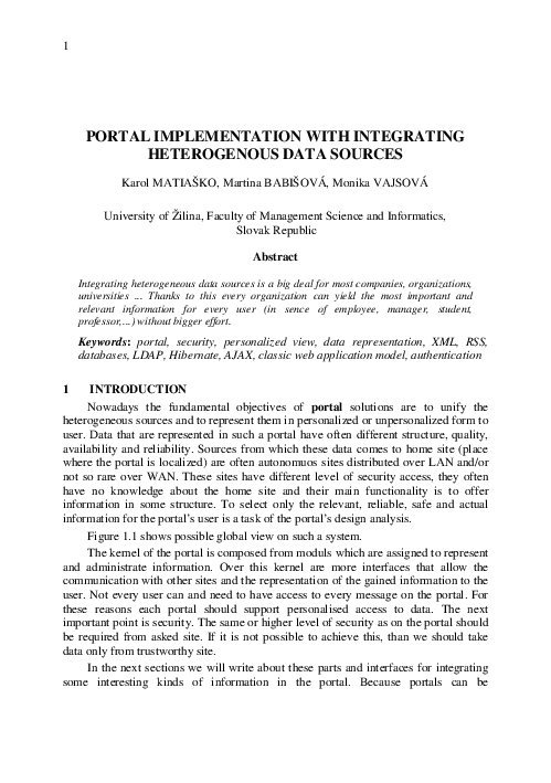 Pdf Portal Implementation With Integrating Heterogenous Data Sources