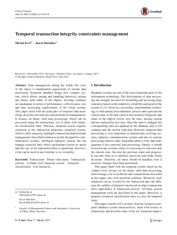 (PDF) Temporal transaction integrity constraints management