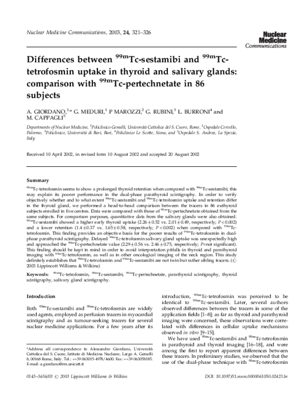 (PDF) Differences between 99mTc-sestamibi and 99mTc-tetrofosmin uptake ...