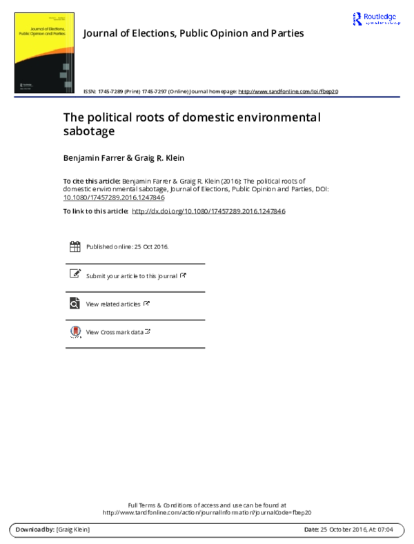 (PDF) The political roots of domestic environmental sabotage