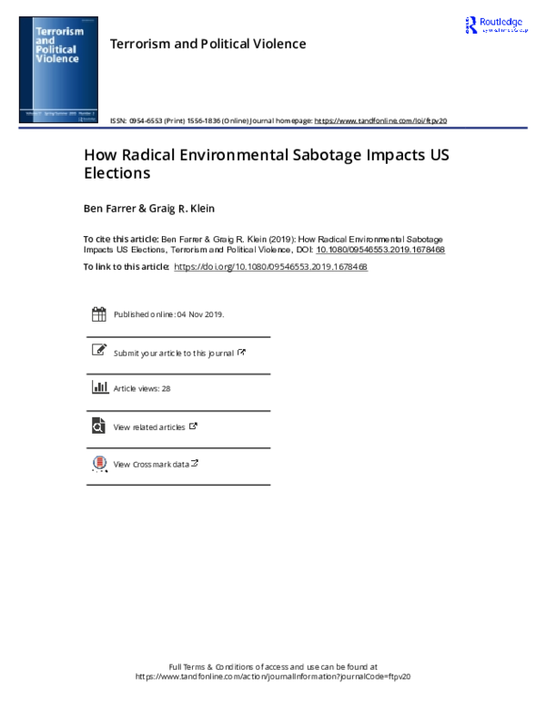 (PDF) How Radical Environmental Sabotage Impacts US Elections