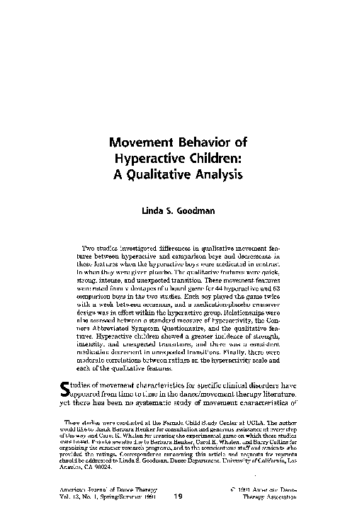 (PDF) Movement behavior of hyperactive children: A qualitative analysis