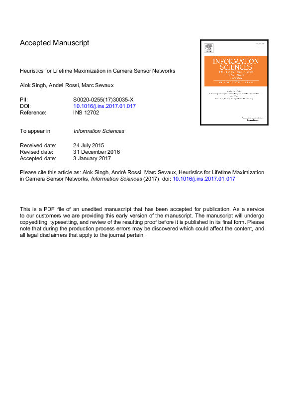 Pdf Heuristics For Lifetime Maximization In Camera Sensor Networks Marc Sevaux