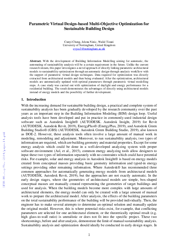 Pdf Parametric Virtual Design Based Multi Objective Optimization For
