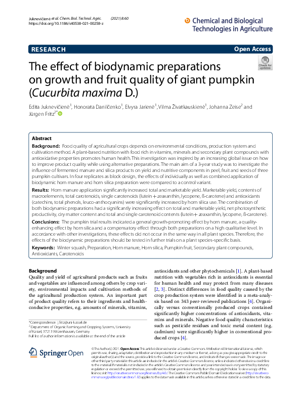 (PDF) The effect of biodynamic preparations on growth and fruit quality ...