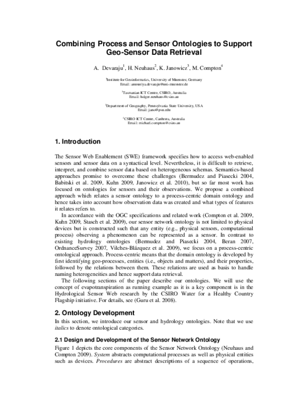 (PDF) Combining process and sensor ontologies to support geo-sensor data retrieval