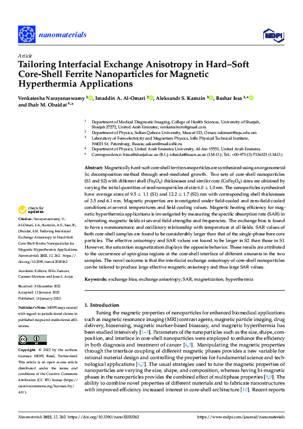 (PDF) Tailoring Interfacial Exchange Anisotropy in Hard–Soft Core-Shell ...
