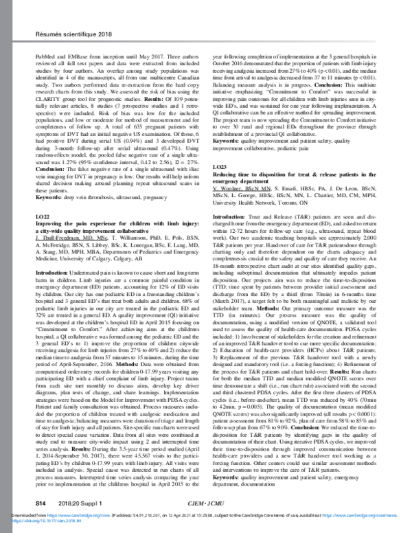 (PDF) LO22: Improving the pain experience for children with limb injury ...