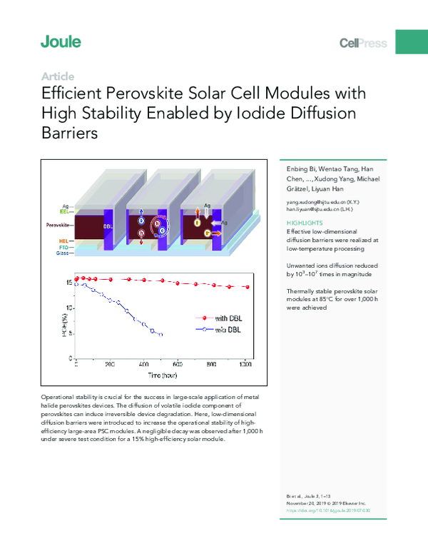 (PDF) Efficient Perovskite Solar Cell Modules with High Stability Enabled by Iodide Diffusion ...