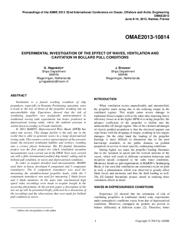 (PDF) Experimental Investigation of the Effect of Waves, Ventilation ...