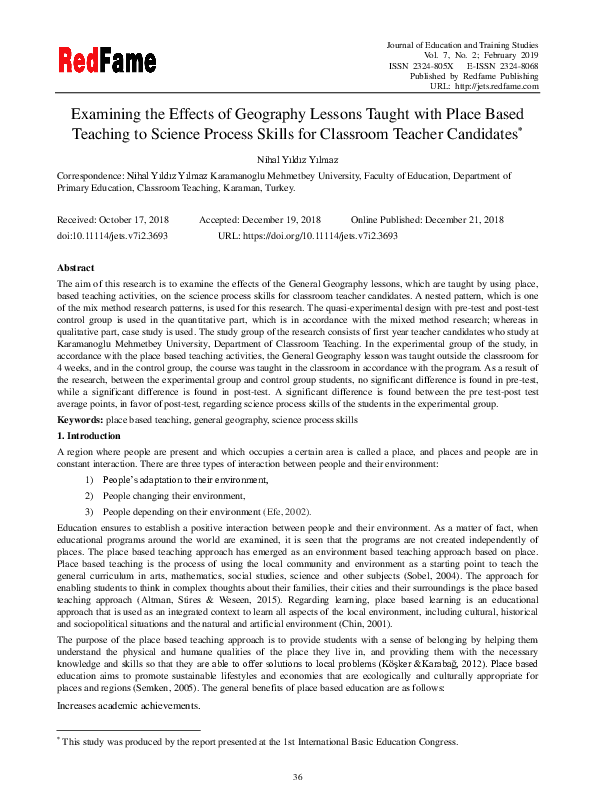 (PDF) Examining the Effects of Geography Lessons Taught with Place ...