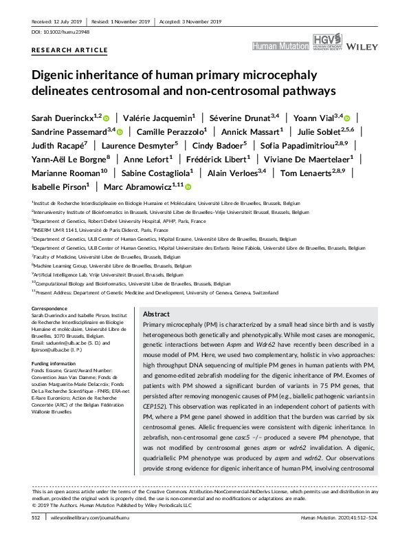 (PDF) Digenic inheritance of human primary microcephaly delineates ...