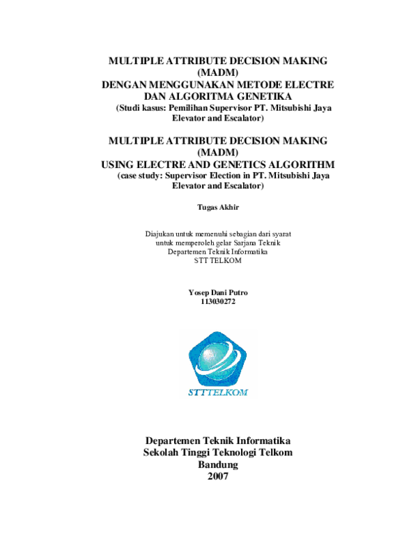 (PDF) Multiple Attribute Decision Making (MADM) Menggunakan Metode ...